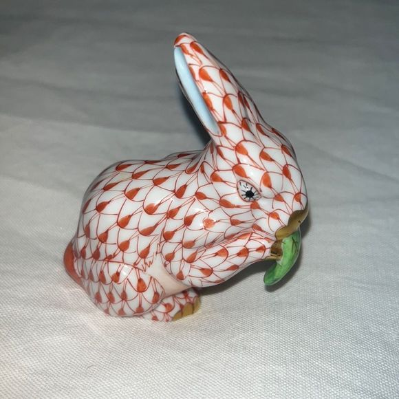 Herend | Other | Herend Rabbit With Carrot Leaves Orange And White ...